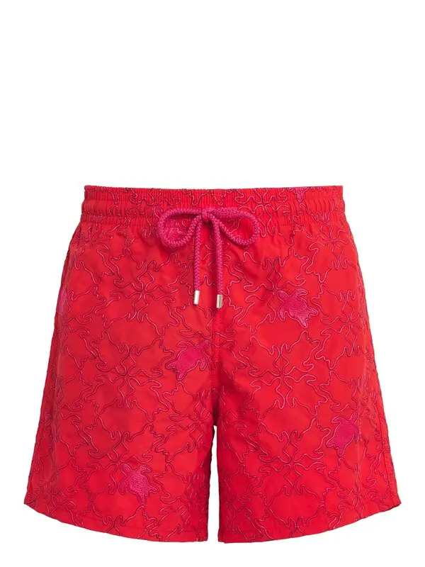 Vilebrequin Embroidered Turtle Mistral Swim Shorts - Red