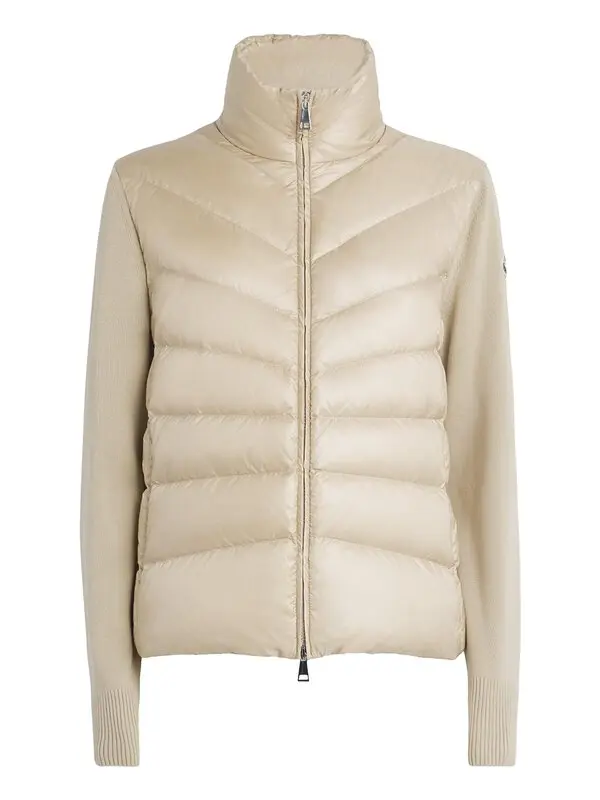 Moncler Down-filled Panelled Cardigan - Beige