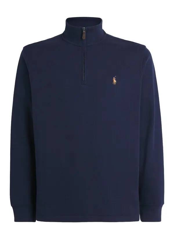 Polo Ralph Lauren Cotton Logo Quarter-zip Sweater - Navy