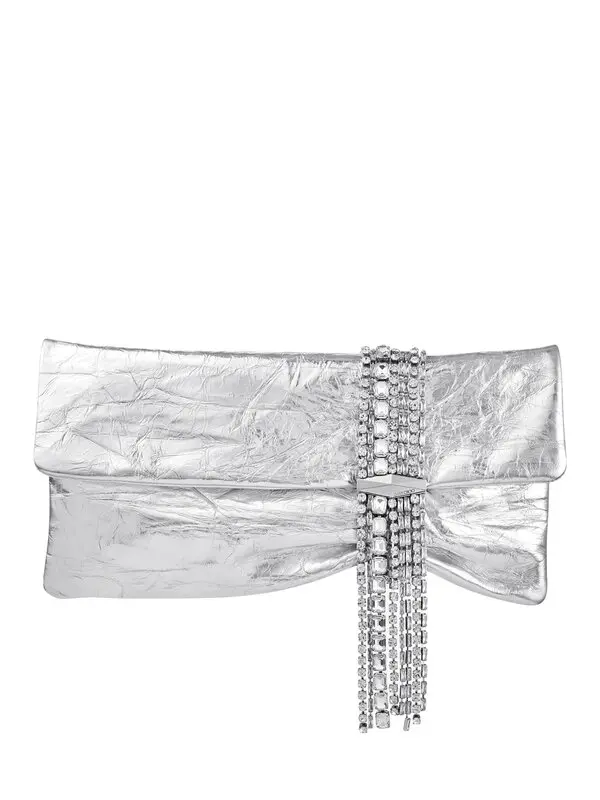 JIMMY CHOO Leather-crystal Zandra Clutch - Silver