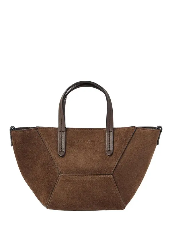 Brunello Cucinelli Mini Suede Bc Duo Tote Bag - Brown