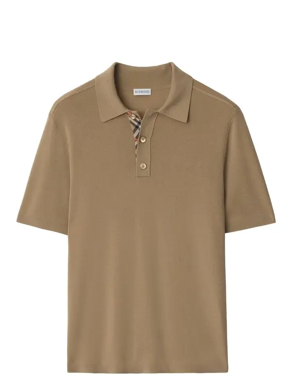 Burberry Wool Check-detail Polo Shirt - Beige