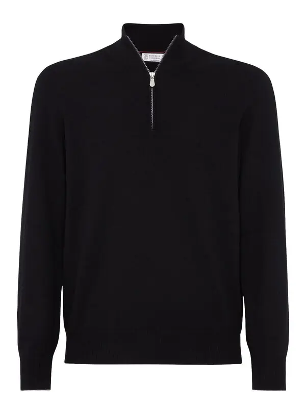 Brunello Cucinelli Cashmere Quarter-zip Pullover - Black