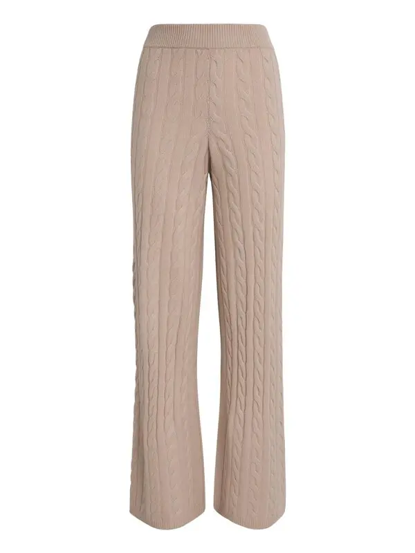 Soft Goat Cashmere Cable-knit Sweatpants - Ivory