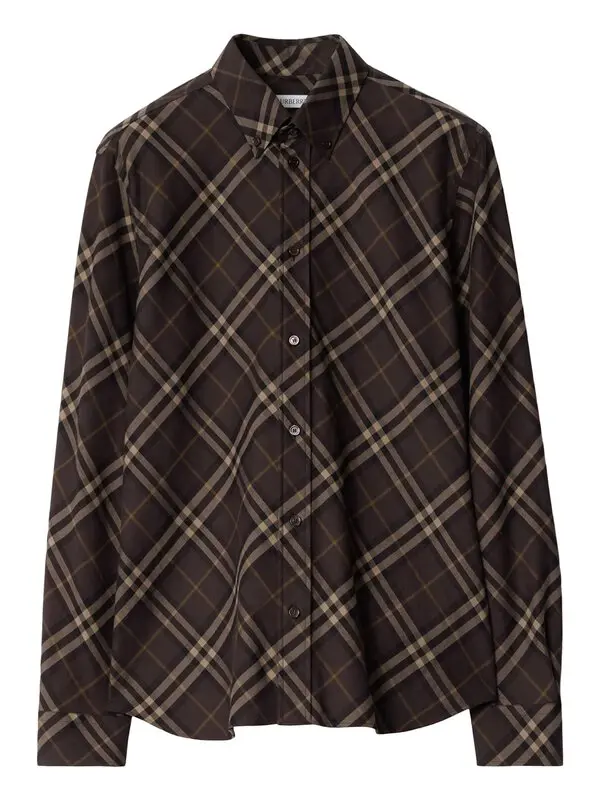 Burberry Cotton Flannel Check Shirt - Brown