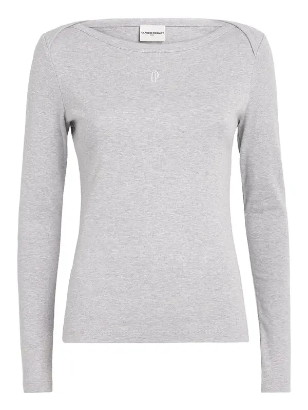 Claudie Pierlot Cotton Long-sleeve T-shirt - Grey