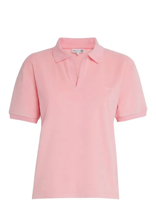 Hunza G Cotton Terry Towelling Polo Shirt - Pink