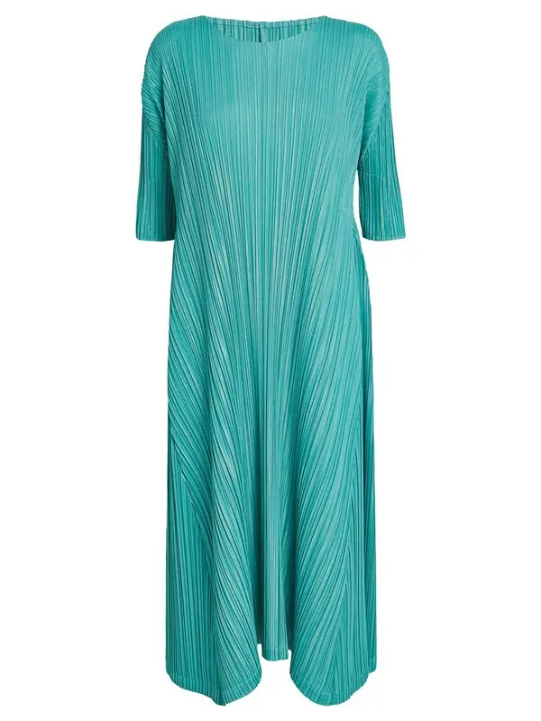 Issey Miyake Mellow Pleats Midi Dress - Green