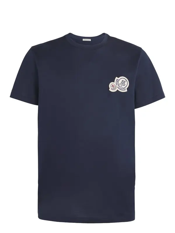 Moncler Cotton Double Logo T-shirt - Blue