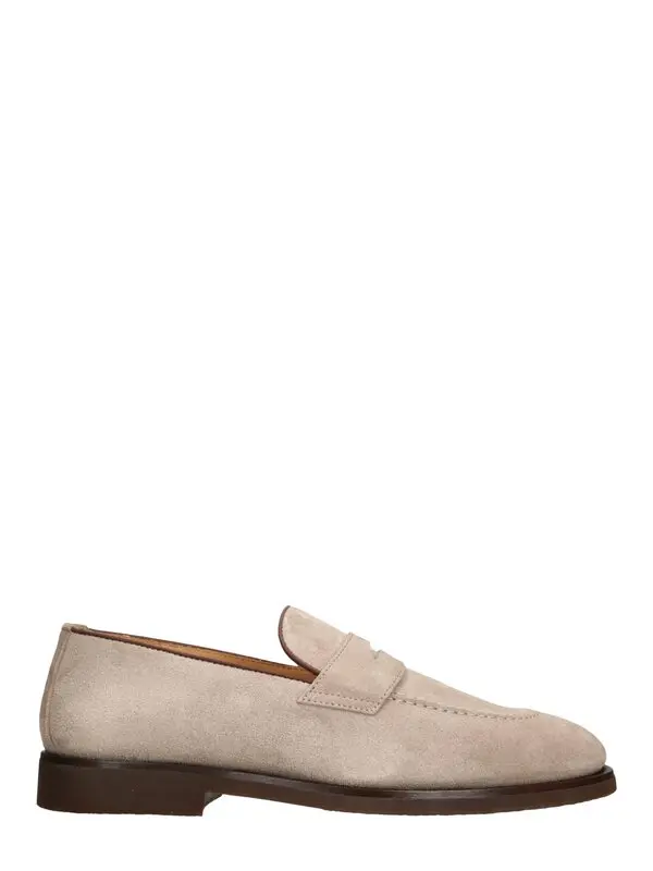 Brunello Cucinelli Suede Penny Loafers - Beige