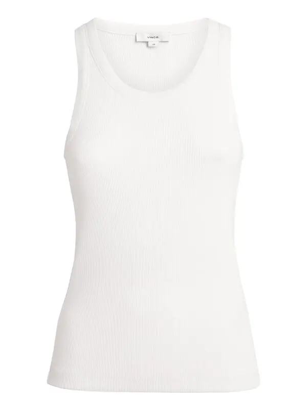 Vince Ribbed Tank Top - White