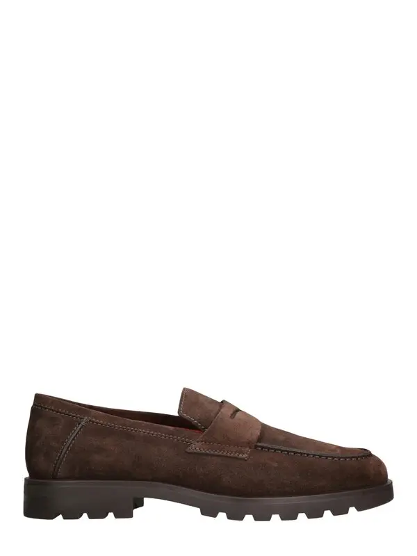 Santoni Suede Detroit Roccia Loafers - Brown