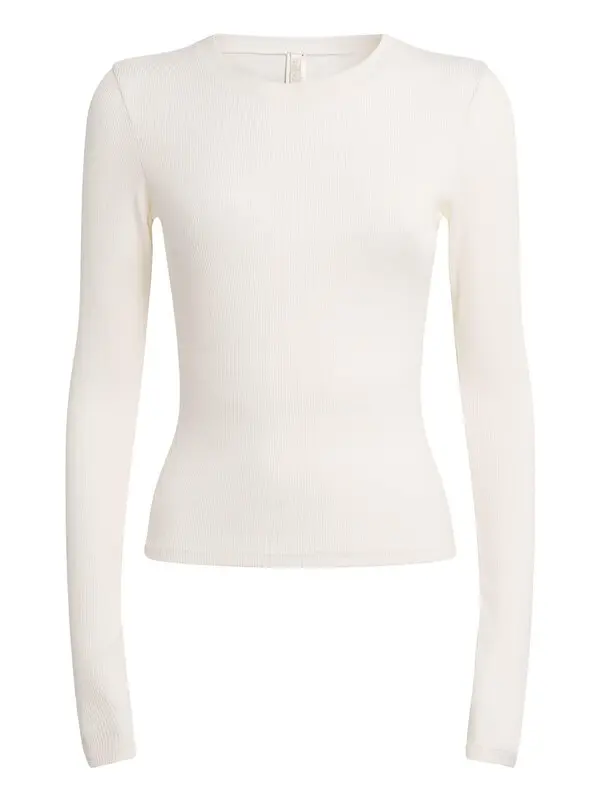 SKIMS Cotton-blend Long-sleeve T-shirt - Ivory