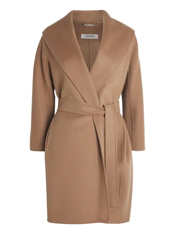 Max Mara Virgin Wool Wrap Coat - Beige