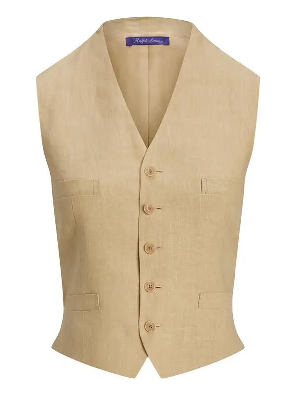 Ralph Lauren Linen Slim Fit Waistcoat - Beige