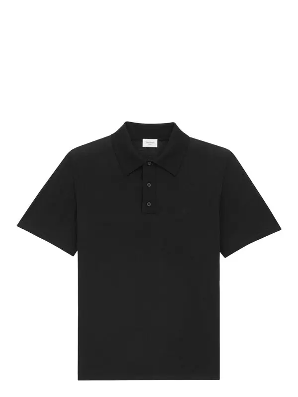 Saint Laurent Wool Cassandre Polo Shirt - Black