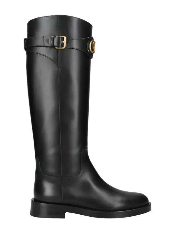 Valentino Garavani Leather Vlogo Riding Boots 30 - Black