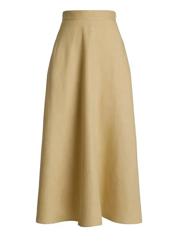 Ralph Lauren Linen Erica Midi Skirt - Beige
