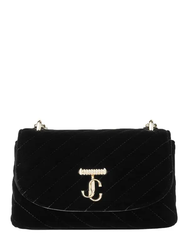 JIMMY CHOO Small Curve Velvet Cross-body Bag - Black