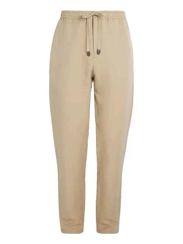 Canali Linen-silk Drawstring Trousers - Beige
