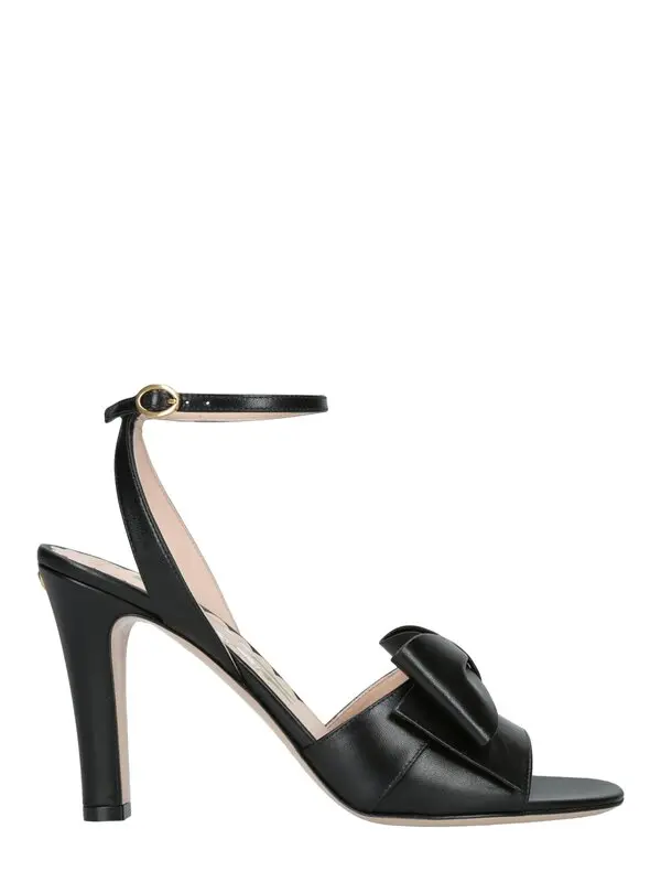 Valentino Garavani Leather Bow Detail Heeled Sandals - Black