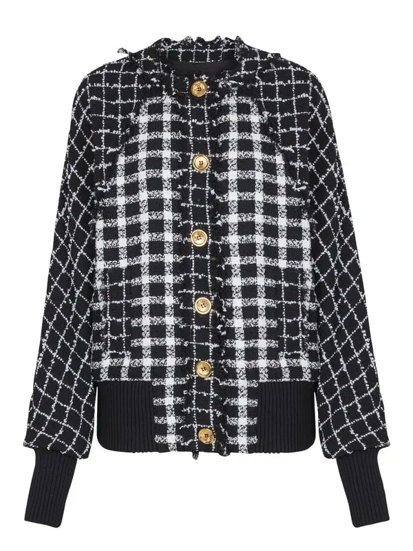 Balmain Tweed Bomber Jacket - Black
