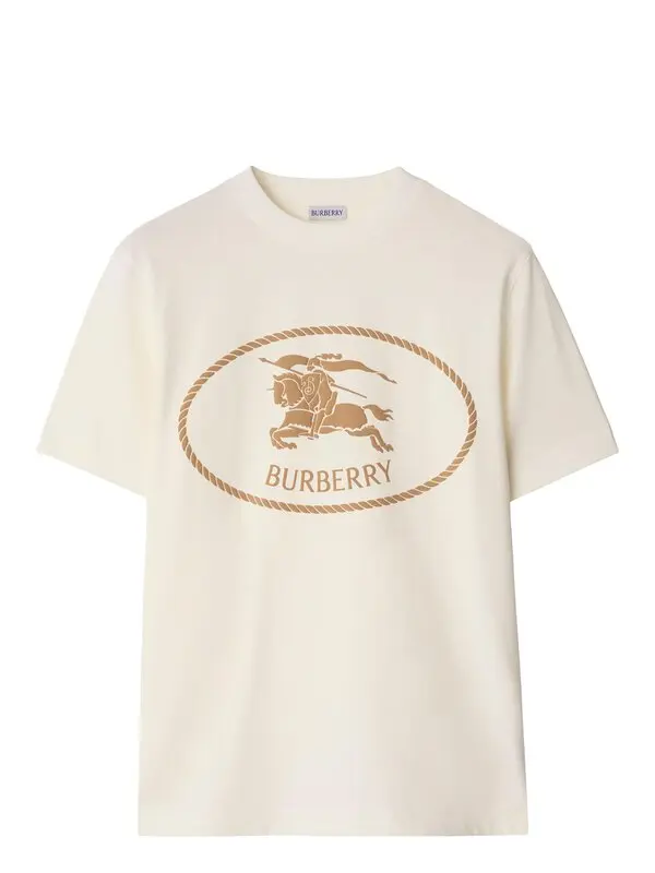 Burberry Cotton Knight Stamp T-shirt - Ivory