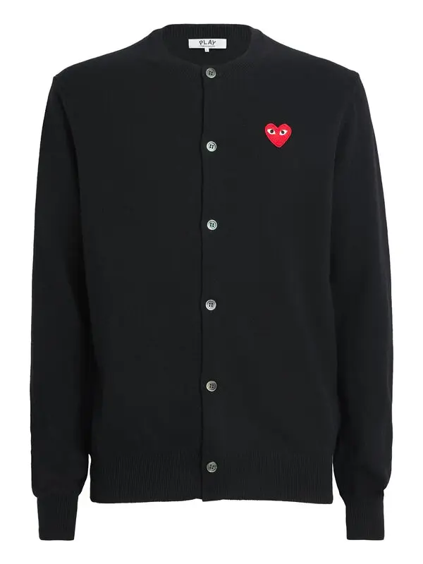 Play Comme Des Garcon Wool Cardigan - Black