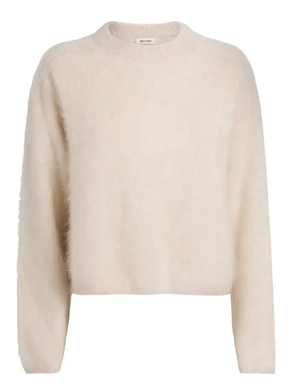 Soft Goat Brushed Cashmere Crew-neck Sweater - Ivory