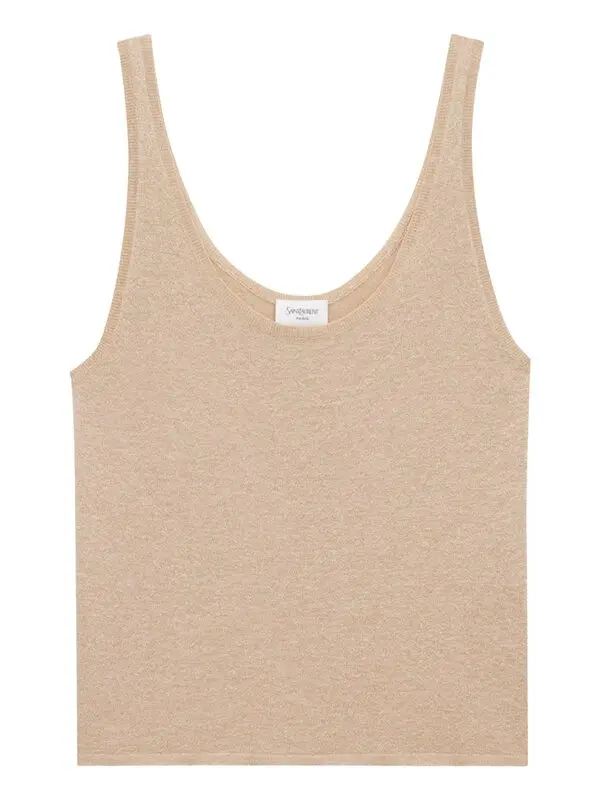 Saint Laurent Lamé Knit Tank Top - Metallic