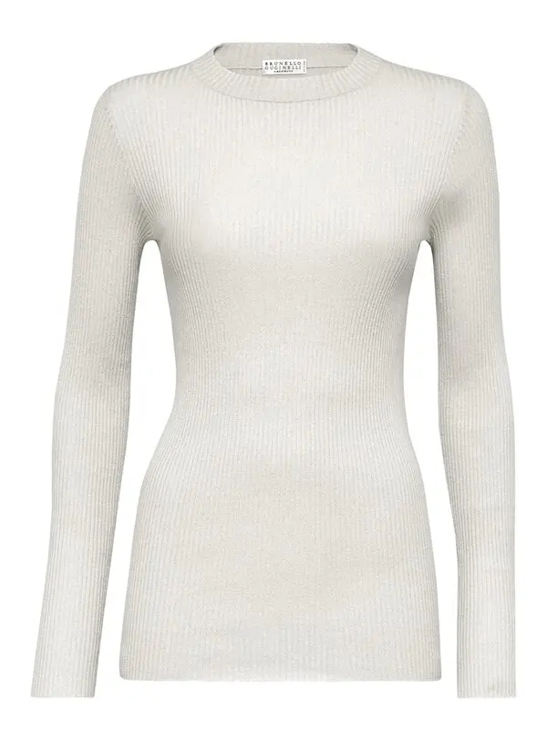 Brunello Cucinelli Cashmere-blend Sparkle Sweater - White