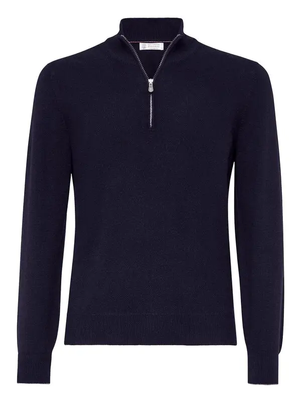 Brunello Cucinelli Cashmere Quarter-zip Sweater - Blue