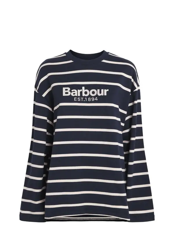 Barbour Cotton Striped Logo Sweatshirt - Navy
