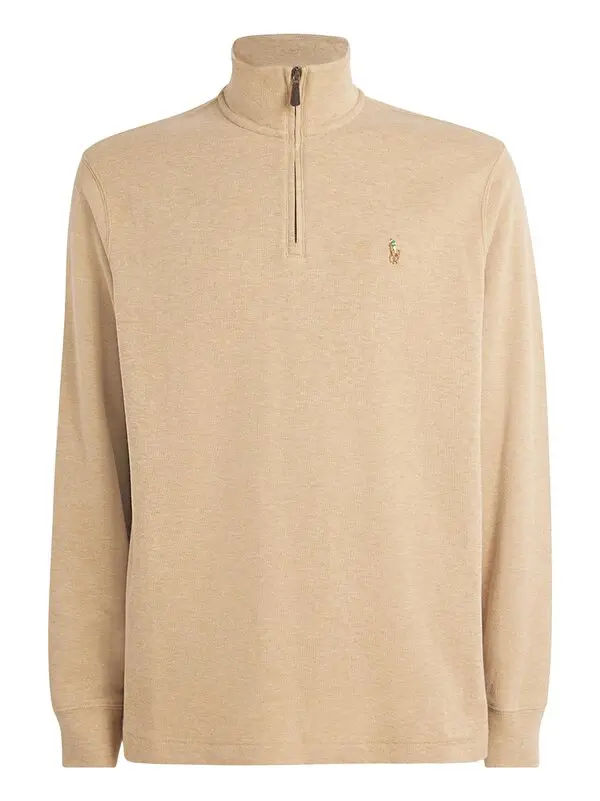 Polo Ralph Lauren Cotton Logo Quarter-zip Sweater - Brown