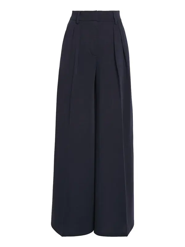 Max Mara Wool Jersey Palazzo Trousers - Blue