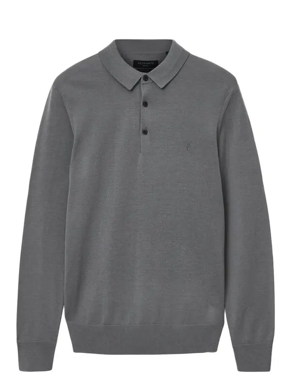 ALLSAINTS Merino Wool Mode Polo Shirt - Grey
