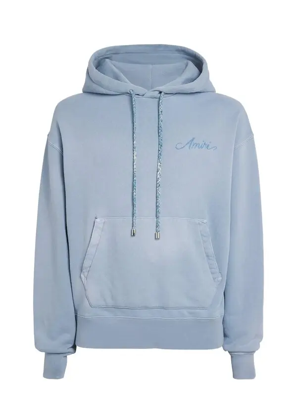 Amiri Cotton Bleach Bandana Hoodie - Blue