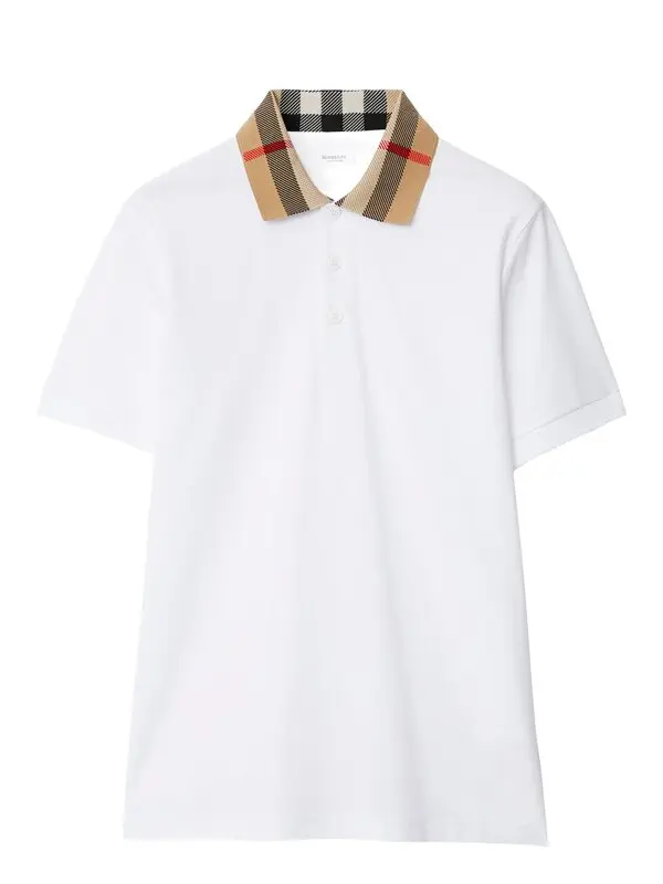 Burberry Cotton Check-collar Polo Shirt - White