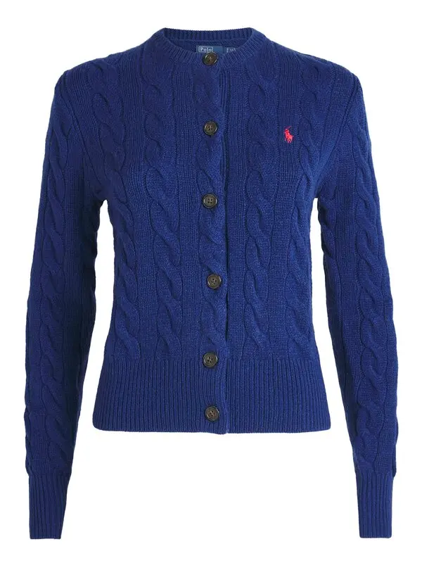 Polo Ralph Lauren Wool-cashmere Cable-knit Cardigan - Navy