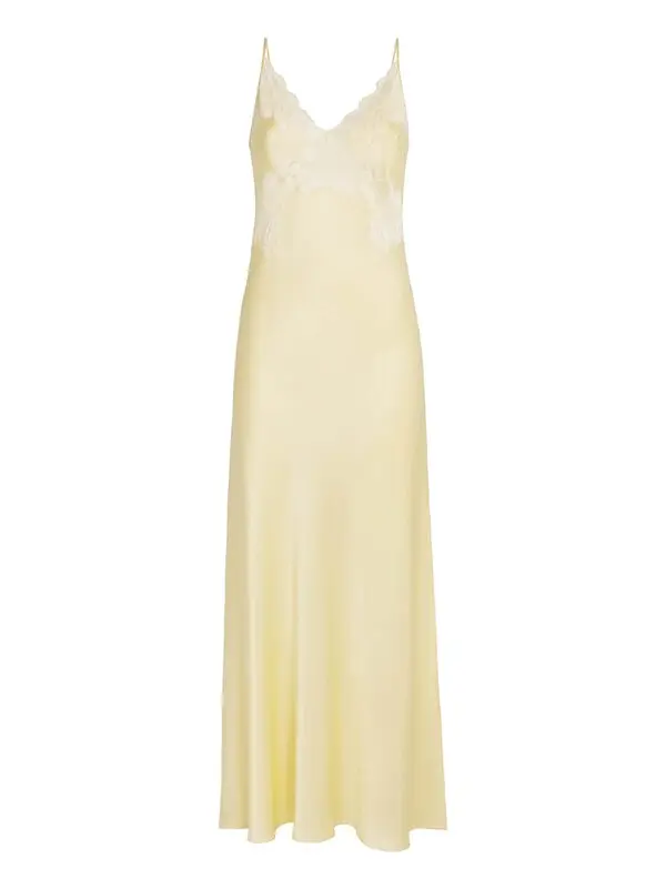 BOCAN Satin Lace-trim Caroline Nightdress - Yellow