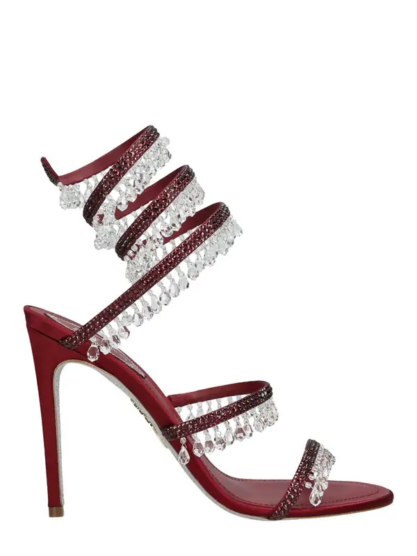 Rene Caovilla Satin Chandelier Heeled Sandals 105 - Burgundy