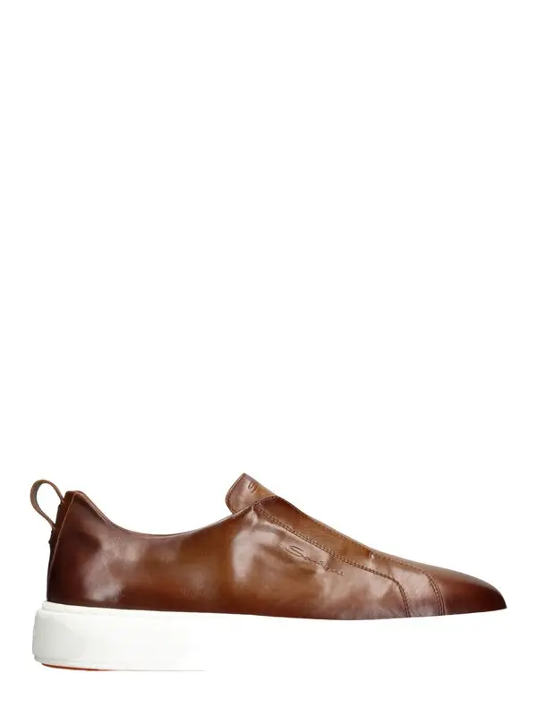 Santoni Clean Icon Leather Sneakers - Brown
