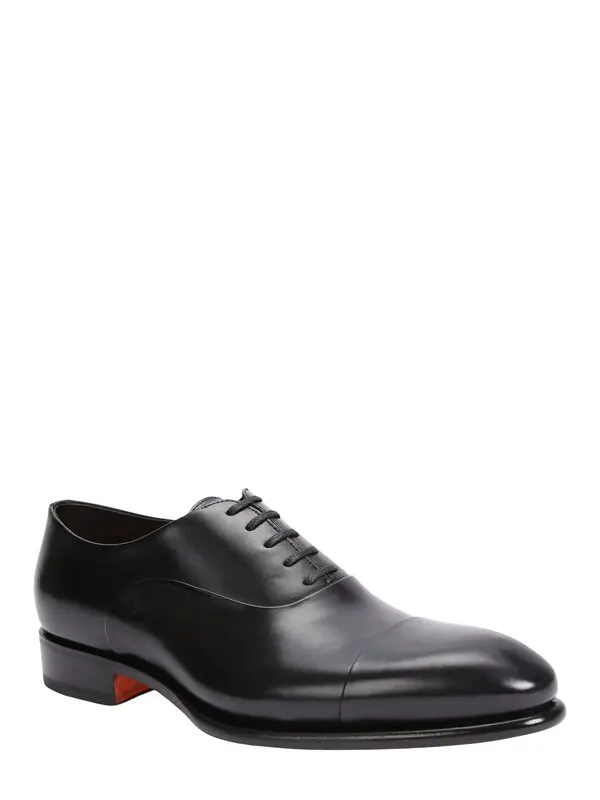 Santoni Leather Carter Oxford Shoes - Black