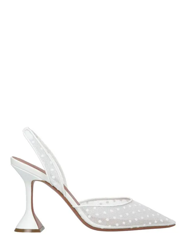 Amina Muaddi Holli 95 Mesh Slingback Pumps - White