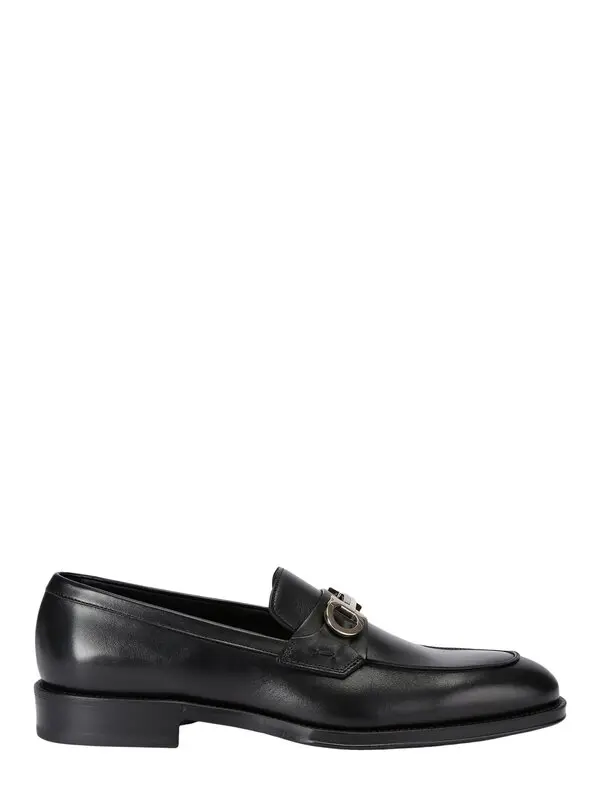 FERRAGAMO Leather Benedict Loafers - Black