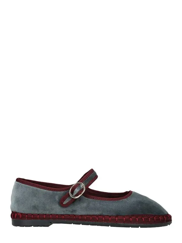 FLABELUS Velvet Georgina Mary Janes - Grey