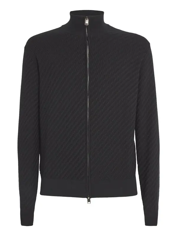 Brioni Cotton-silk-cashmere Zipped Sweater - Black