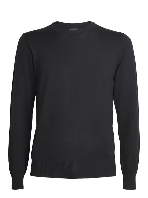 Emporio Armani Virgin Wool Slim Sweater - Black
