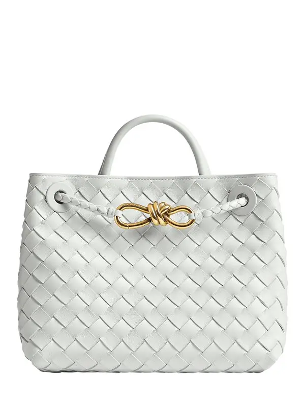 Bottega Veneta Small Intrecciato Leather Andiamo Top-handle Bag - White