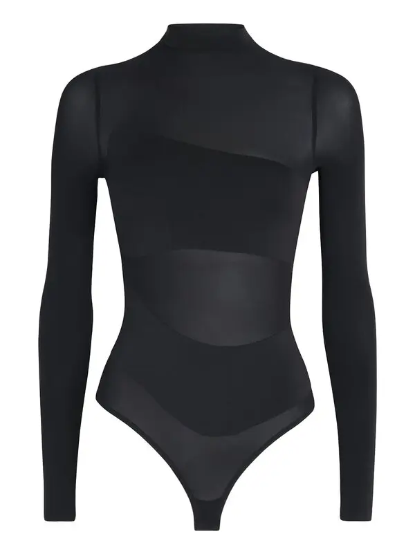 Wolford Sheer Panel Bodysuit - Black